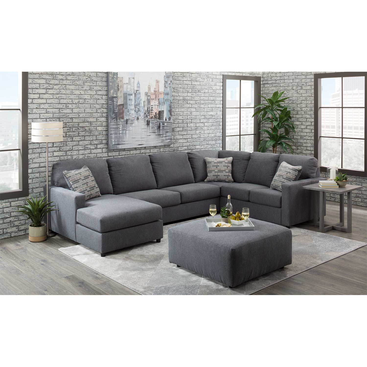 Edenfield Charcoal 3 Piece Sectional with RAF Chai | K-290RC-3PC | AFW.com