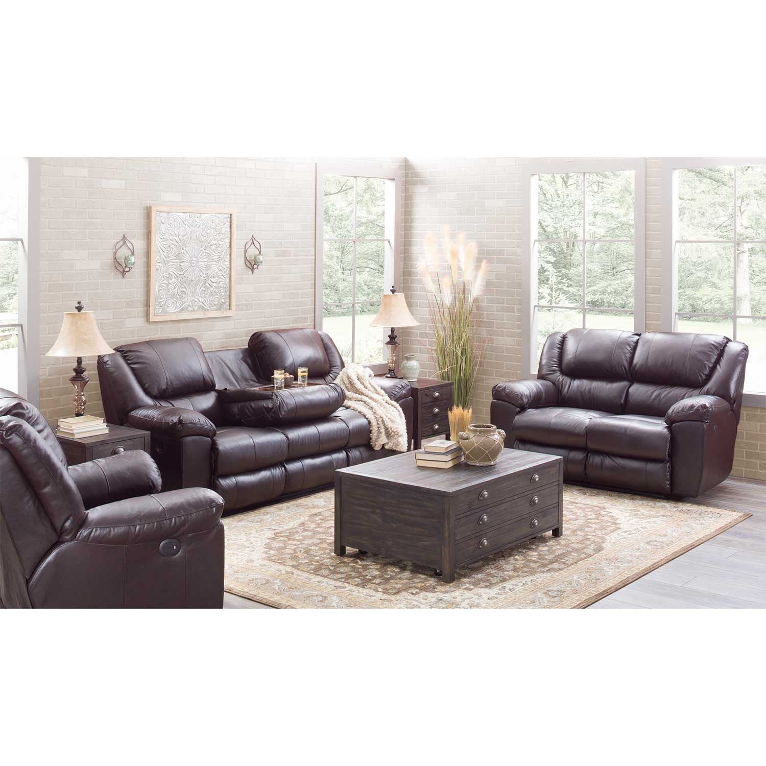 Italian Leather Triple Power Recline Sofa with Dro | 0N0-491PRS | AFW.com
