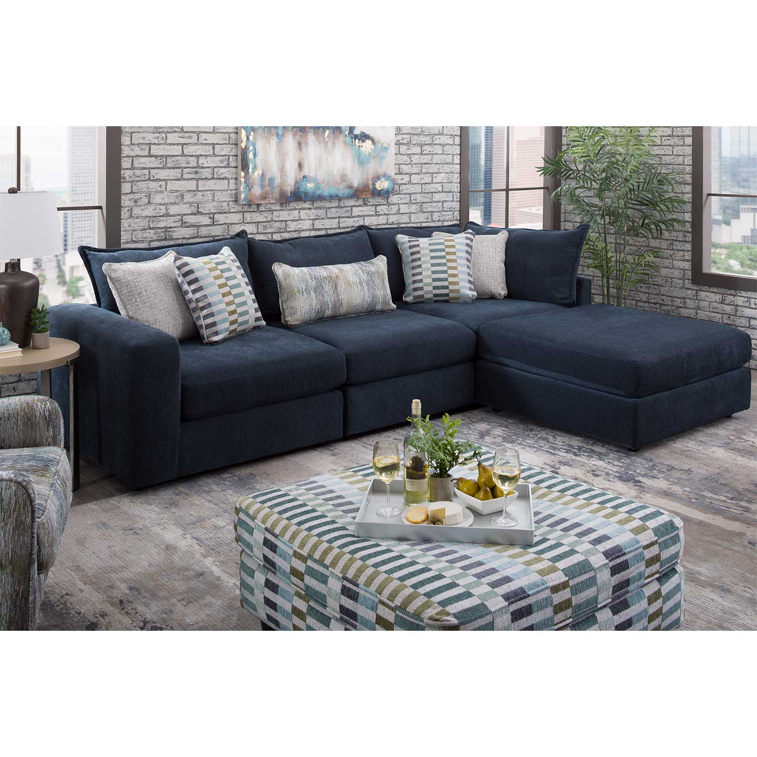 Elise 4 Piece Sectional with RAF Chair | K-7004R-4PC | AFW.com