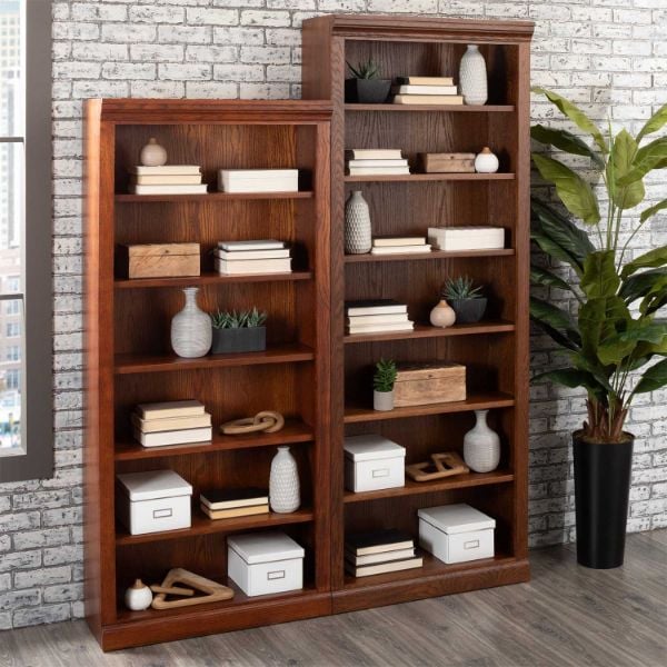 Burnish Oak Bookcase, 6 Shelf JCB3284 | AFW.com
