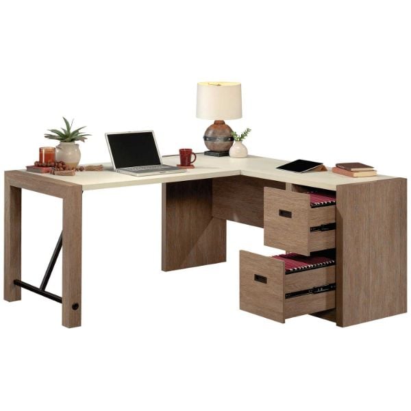 Dixon City L-Desk in Oak | 432896 | Sauder Woodworking | AFW.com