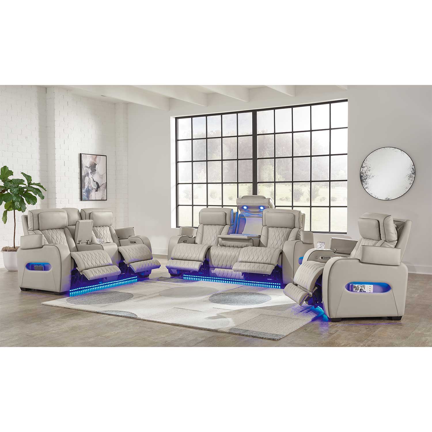 Gray Leather Dual Power Zero Gravity Recline Sofa | 0L0-271PRS | AFW.com