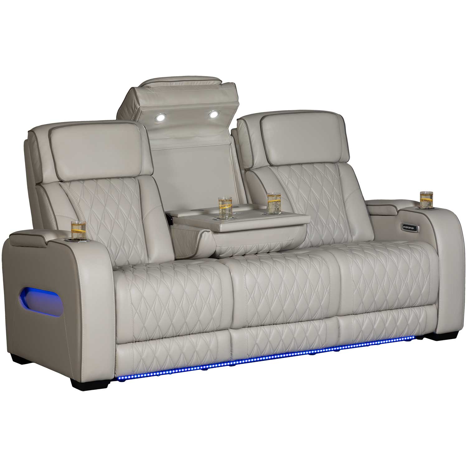 Gray Leather Dual Power Zero Gravity Recline Sofa | 0L0-271PRS | AFW.com