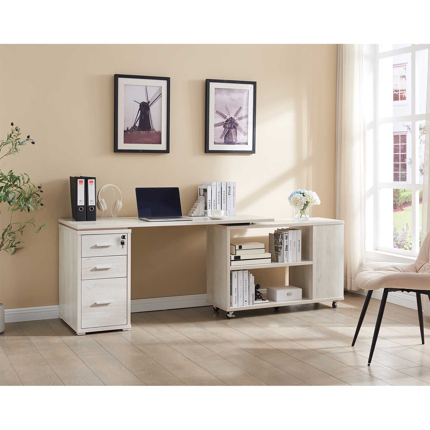 Honeycomb Swivel Desk, White | 243241-1/-2 | ID International, Inc ...