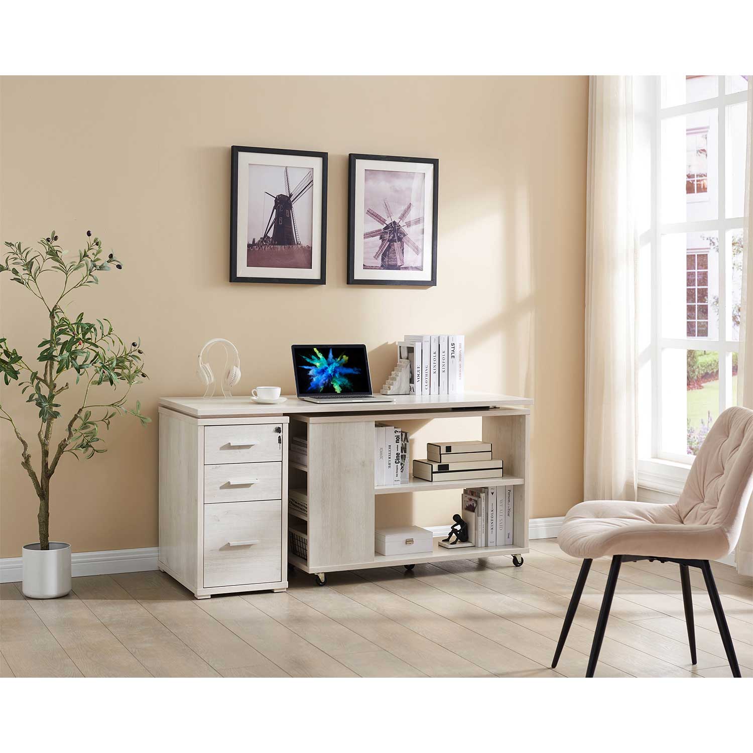 Honeycomb Swivel Desk, White | 243241-1/-2 | ID International, Inc ...