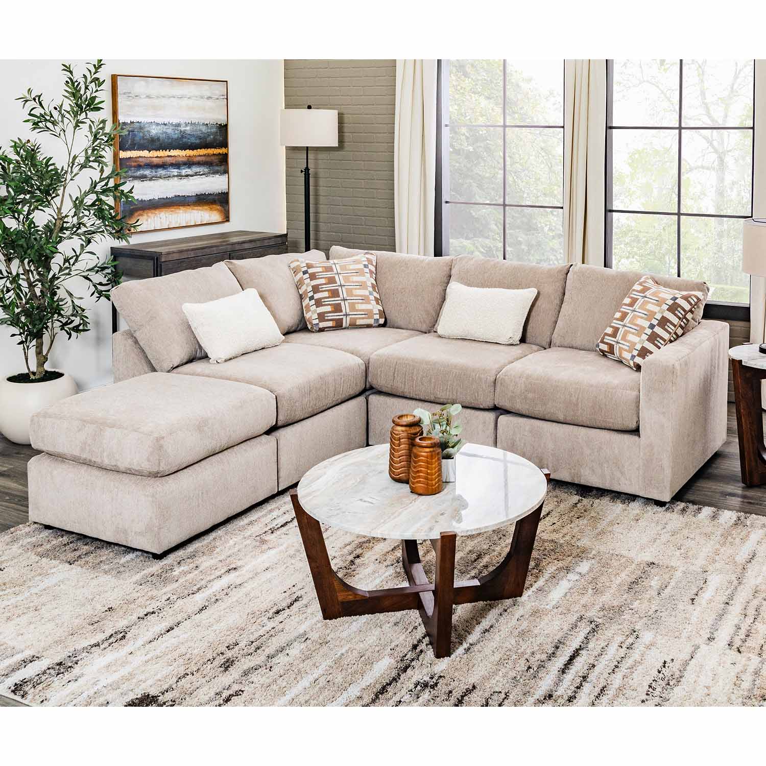Nolte 5PC Sectional w/ RAF Chair - Fusion Furniture | AFW.com