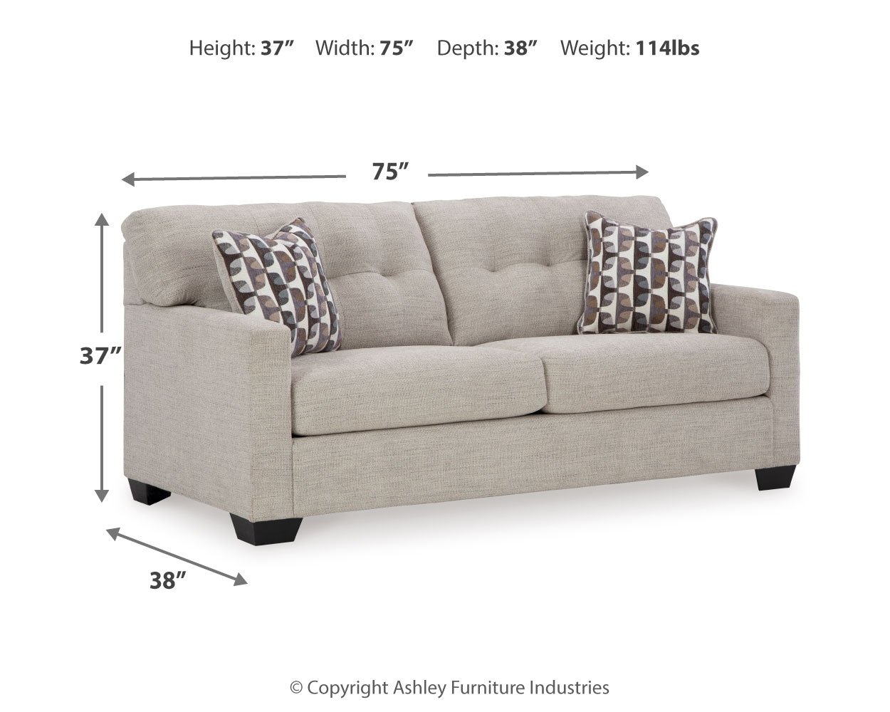 Mahoney Sofa, Pebble - Ashley Furniture | AFW.com