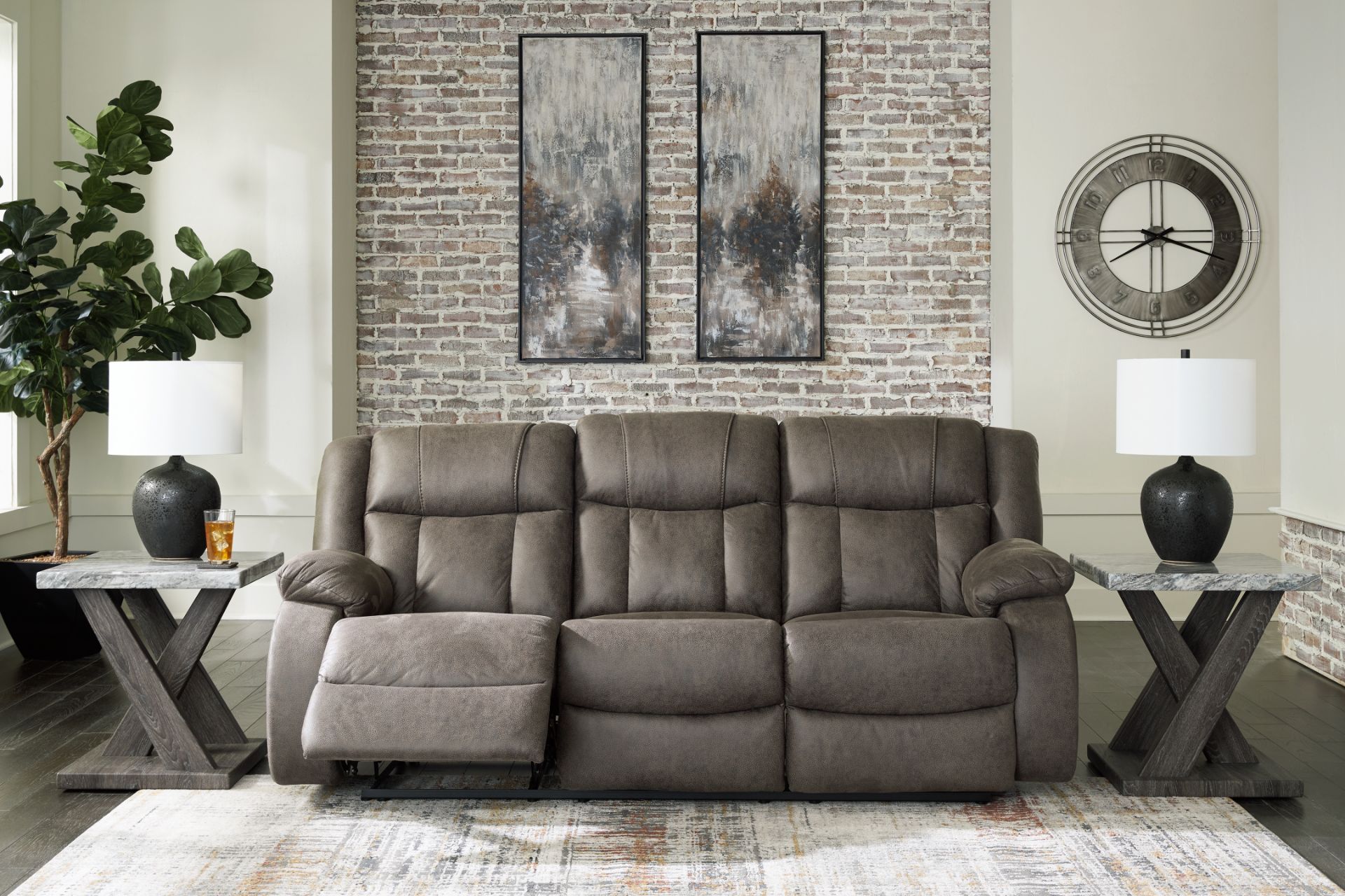 First Base Reclining Sofa, Gunmetal - Ashley Furniture | AFW.com