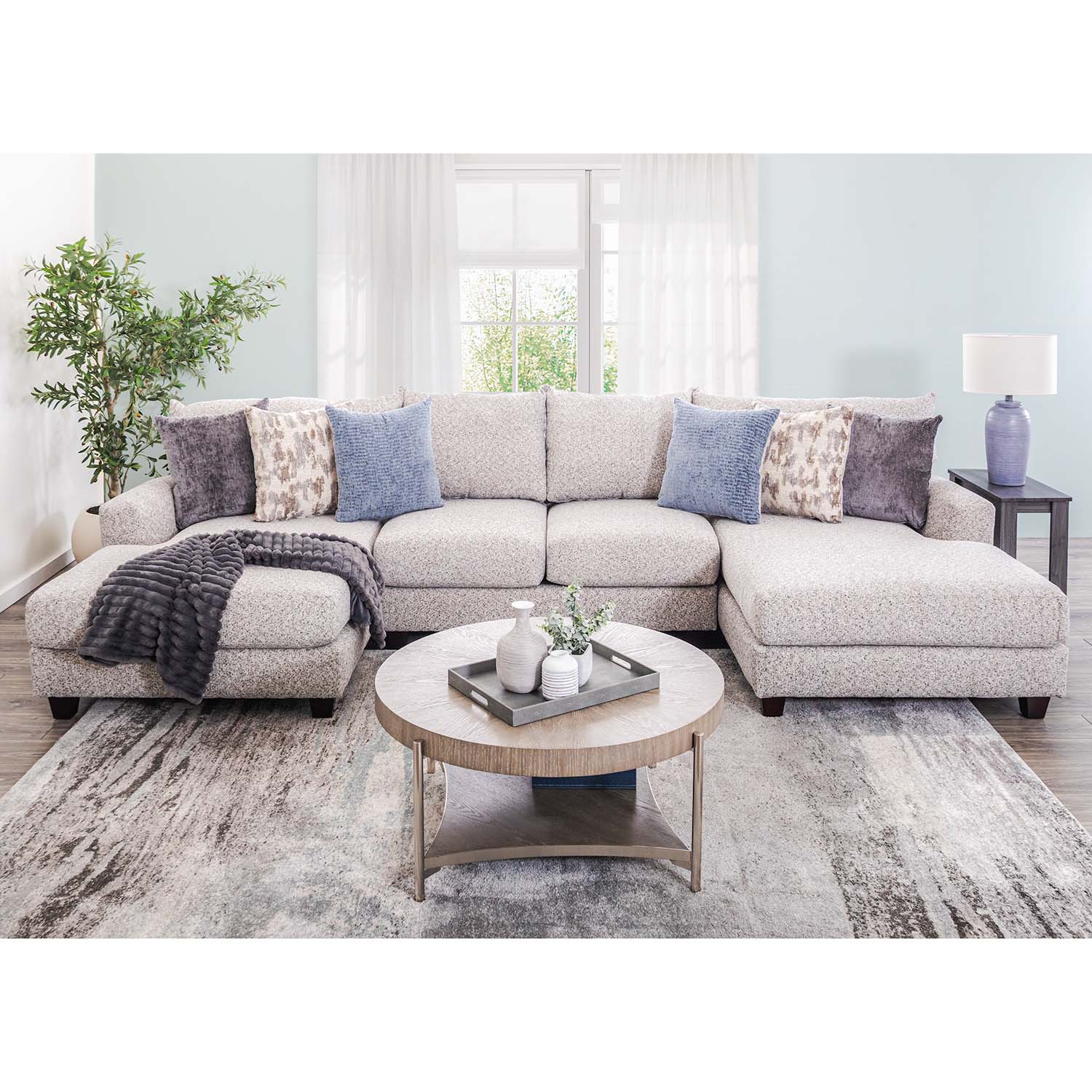 Pewter Bay 3PC Sectional - | AFW.com